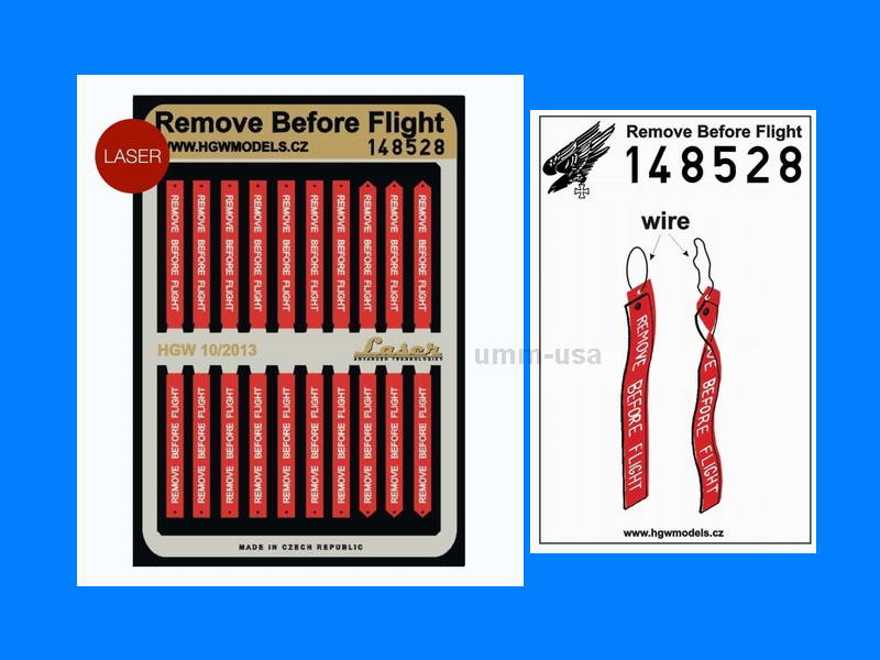 HGW148528 Remove Before Flight - (LASER) Belts 1/48 | Unique Master Models