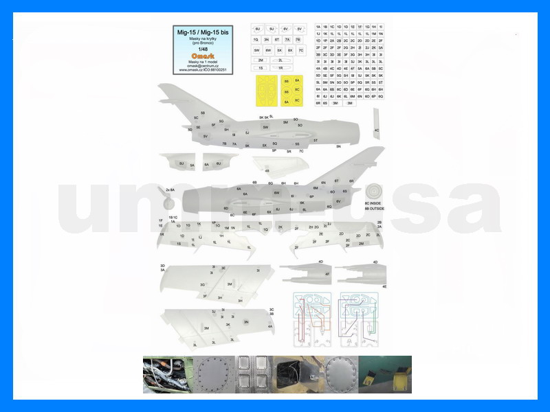 OM14004 Mig-15 / Mig-15 BIS Access Panel Mask (BRONCO) 1/48 | Unique ...