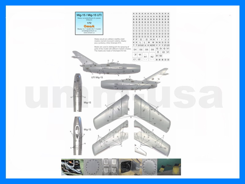 OM17009 Mig-15 / Mig-15UTI Access Panel Mask (ED) 1/72 | Unique Master ...