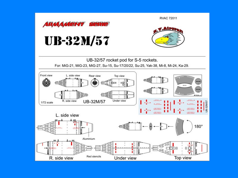 RVAC72012 Rocket pod B-8M1 for S-8 Rockets resin 1/72 | Unique Master ...