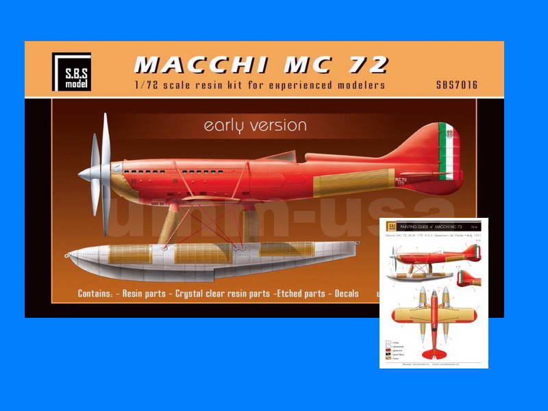 SBS7016 Macchi MC 72 'Early Version' 1/72 | Unique Master Models