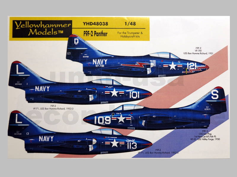 YHD48038 F9F-2 Panther Mask & Decals 1/48 | Unique Master Models